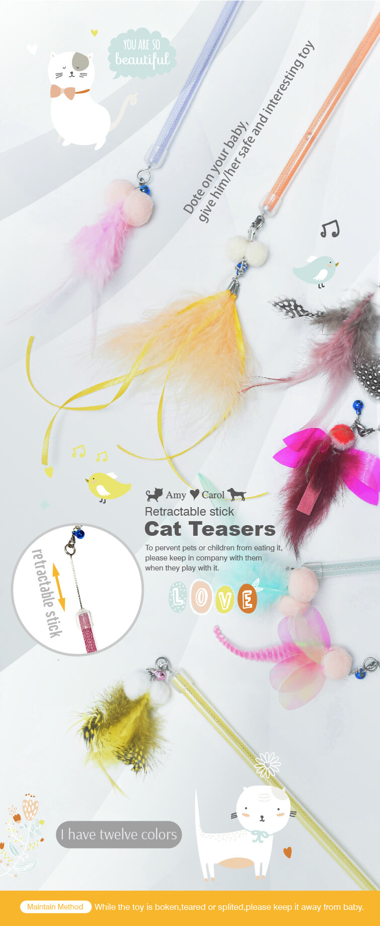 For Cats - AmyCarol 貓咪玩具逗貓棒